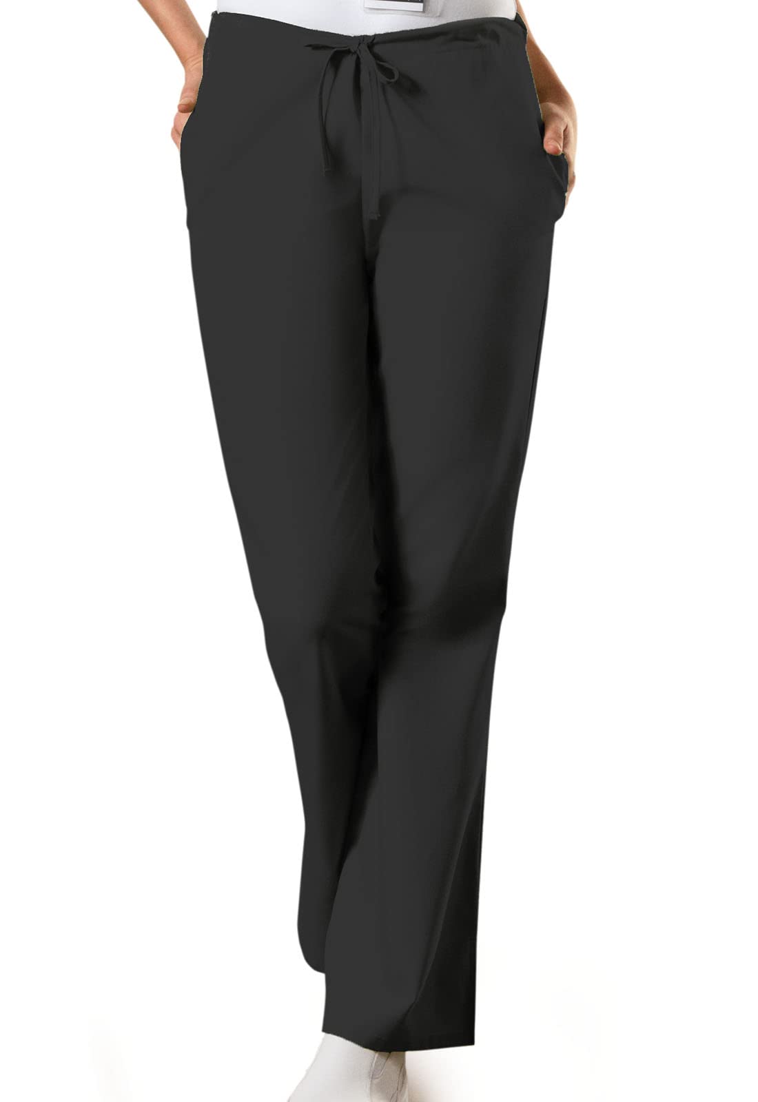 Cherokee Women's Flare Leg Drawstring Scrub Pant, Black, Medium