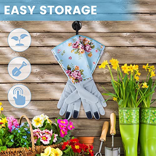 WANCHI Long Garden Gloves for Women Gardening Gloves Thorn Proof Rose Pruning Gloves Women's Light Protective Work Gloves for Yard & Outdoor Work Blue Small
