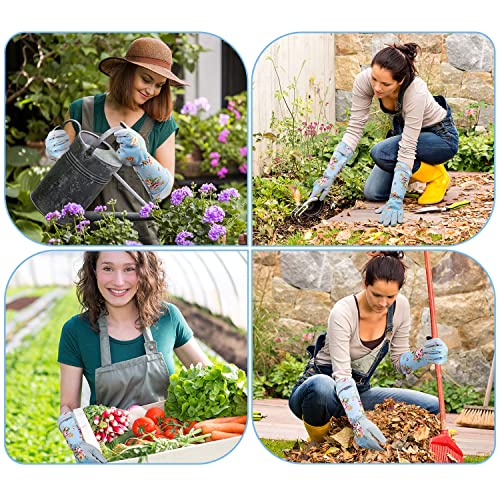 WANCHI Long Garden Gloves for Women Gardening Gloves Thorn Proof Rose Pruning Gloves Women's Light Protective Work Gloves for Yard & Outdoor Work Blue Small