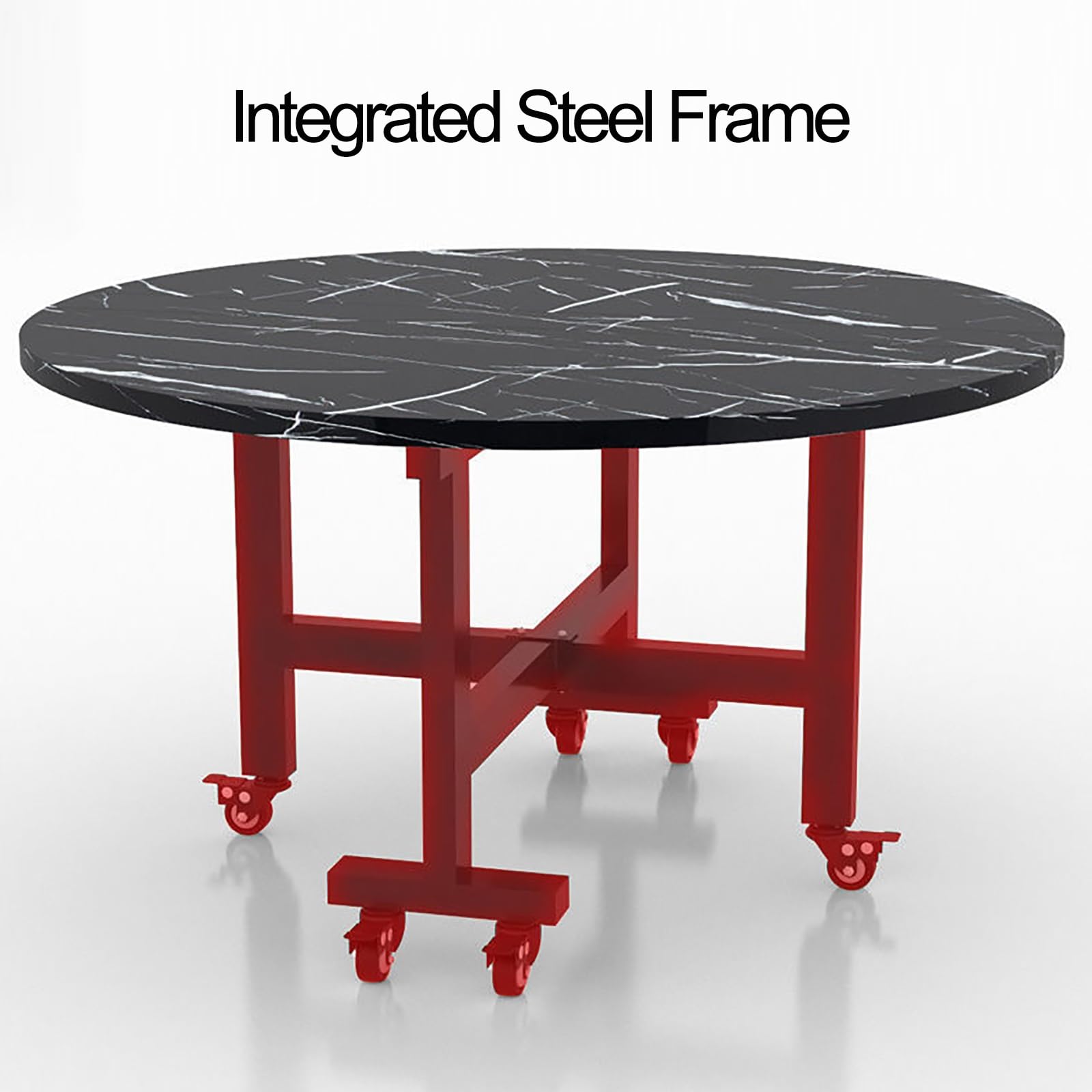 Mobile Folding Dining Table, Round Drop-Leaf Folding Dining Table, Versatile Dinner Table with 6 Wheels, Sturdy Metal Frame, for Small Space Dining Room Kitchen (Color : G, Size : 100cm/39.3in)