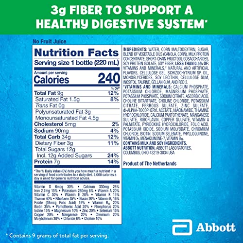 PediaSure Grow & Gain with Fiber, 3g Fiber to Support a Healthy Digestive System, Nutrients for Immune Support, Kids Nutritional Shake, DHA Omega-3, Non-GMO, Strawberry, 7.4 fl oz (Pack of 24)