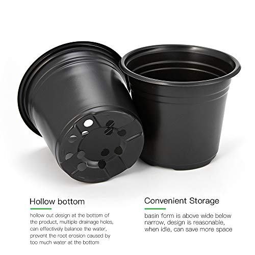 JERIA 50-Pack 0.5 Gallon Plastic Plant Nursery Pots, Seed Starting Pot Flower Plant Container
