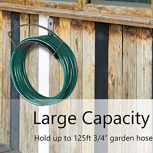 Wall Mount Garden Hose Holder, Heavy Duty Water Hose Holder Easily Holds Up To 125 Feet 3/4ββ Hose, Solid Metal & Rust-Free, Perfect Garden Hose Storage for Outside Yard Lawn,Black