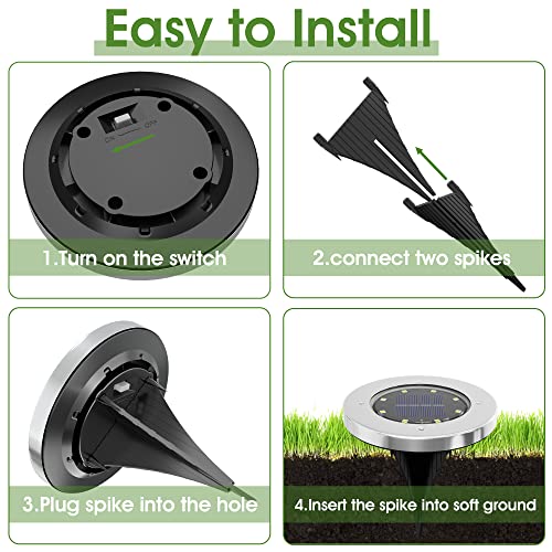 INCX Solar Outdoor Lights Waterproof,12 Packs 8 LED Solar Garden Lights,Solar Ground Lights Landscape Lighting for Patio Pathway Lawn Yard Deck Driveway Walkway White