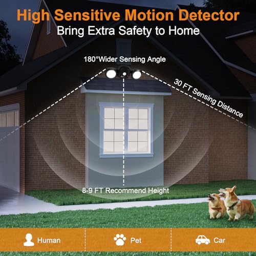 Battery-Operated Motion Sensor Light Outdoor/Indoor - Battery Powered LED Flood Light, IP65 Waterproof Wireless Security Lights Outside Lights for House Garage Patio Porch Shed Exterior, Black-1Pack