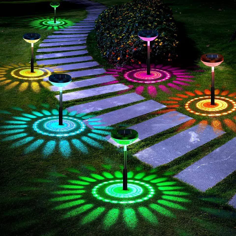Trustella Solar Pathway Lights: Color Changing, Waterproof Outdoor LED Landscape Lighting - Multicolor & Warm White Glow - Decorative Garden, Yard, Patio Lights (4 Pack)