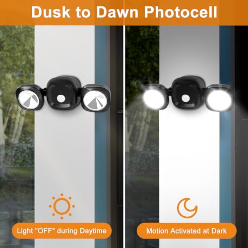 Battery-Operated Motion Sensor Light Outdoor/Indoor - Battery Powered LED Flood Light, IP65 Waterproof Wireless Security Lights Outside Lights for House Garage Patio Porch Shed Exterior, Black-1Pack