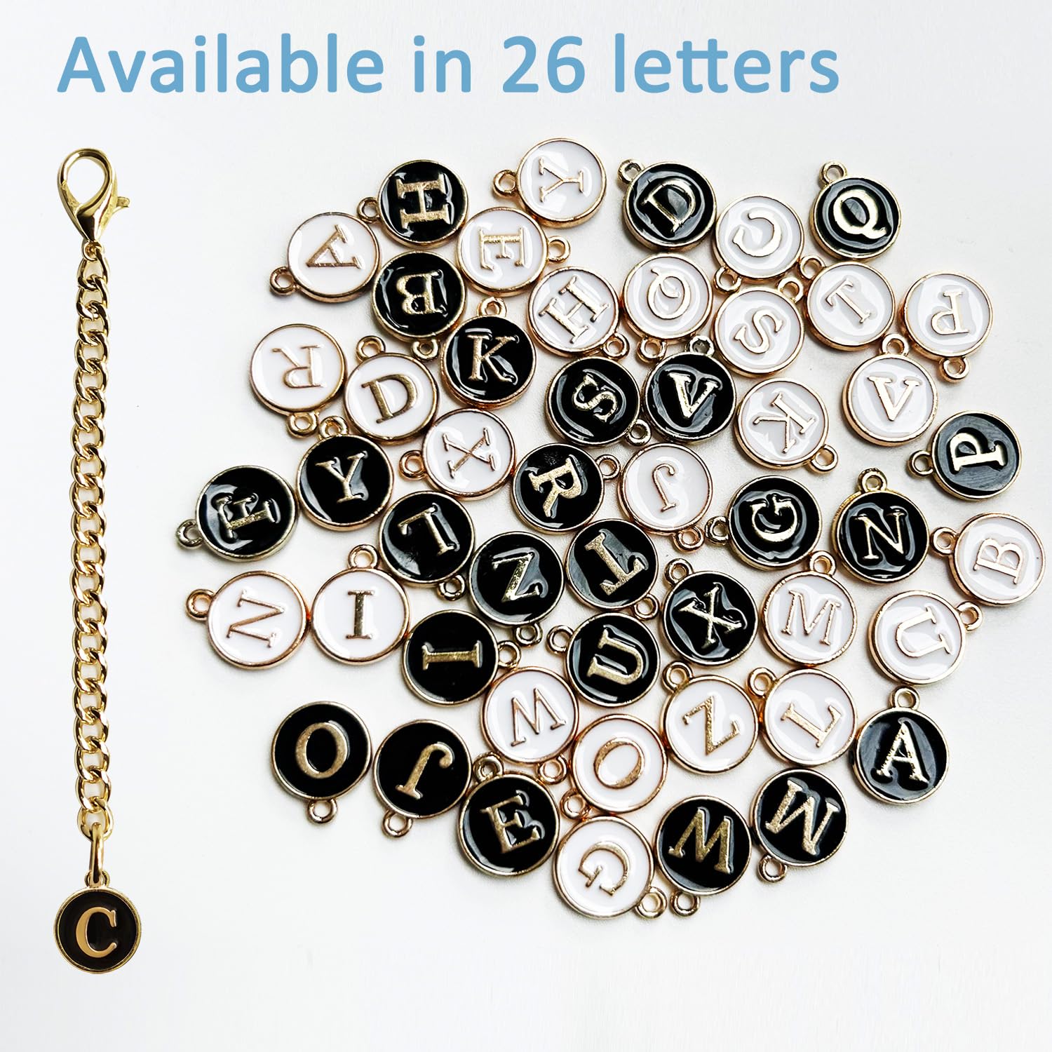 Wabogove Letter Charm Accessories for Stanley Cup 2PCS Initial Name ID Personalized Handle Charm for Stanley Tumbler (S)
