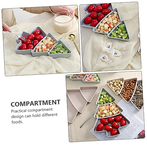 NOLITOY 4 Pcs Christmas Tree Afternoon Tea Dessert Plates Christmas Serving Tray Christmas Accessory Compartment Serving Plate Holiday Snack Sushi Plates Ceramics Cookie Plastic