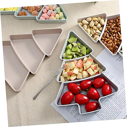 NOLITOY 4 Pcs Christmas Tree Afternoon Tea Dessert Plates Christmas Serving Tray Christmas Accessory Compartment Serving Plate Holiday Snack Sushi Plates Ceramics Cookie Plastic