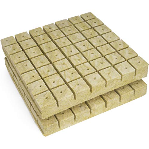 BIOMAND 1.5” Rockwool Starter Plugs for Hydroponics, Rockwool Grow Cubes, 2 Sheets of 49 Plugs, 98 Plugs Total