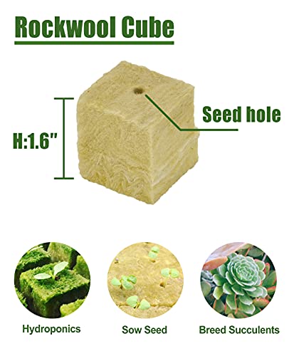 BIOMAND 1.5” Rockwool Starter Plugs for Hydroponics, Rockwool Grow Cubes, 2 Sheets of 49 Plugs, 98 Plugs Total