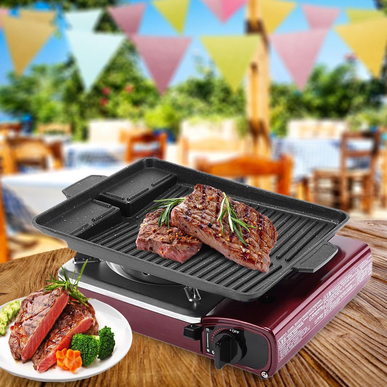 Nonstick Grill Pan, Round Skillet Grill Pan, Nonstick Cooking Skillet, Easy Clean Nonstick Surface, Grill And Griddle Combo, Kitchen Grilling Accessory, Nonstick Stove Top Grill Pan For Meats, Fish