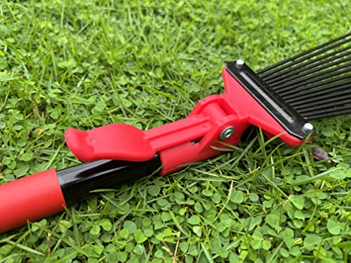 HXBYX 64 Inch Garden Leaf Rake, 15 Metal Tines, Adjustable Handle and Rake Tooth Spacing, Yard Leaf Rake for Picking up Leaves, Grass Clippings, Shrubs, Garbage and More