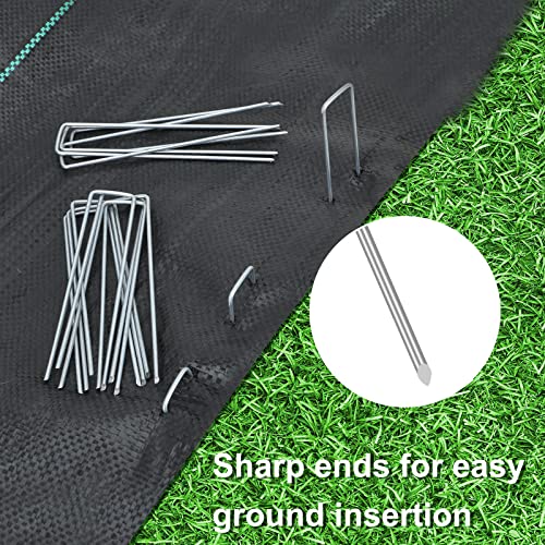 Whonline 300pcs Landscape Staples, 6 Inch 11 Gauge, Galvanized Garden Stakes, Landscape Pins, Ground Stakes for Yard Sod Anchoring Landscape Fabric Irrigation Tubing