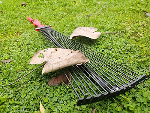 HXBYX 64 Inch Garden Leaf Rake, 15 Metal Tines, Adjustable Handle and Rake Tooth Spacing, Yard Leaf Rake for Picking up Leaves, Grass Clippings, Shrubs, Garbage and More