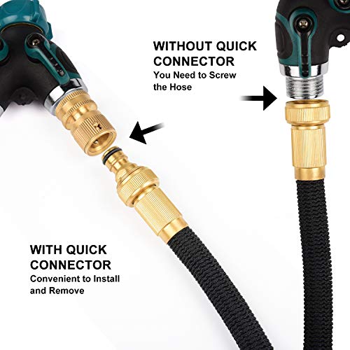 Kesfitt Garden Hose Quick Connector Solid Brass,3/4 Inch GHT Thread Fitting No-Leak Water Hose Female and Male Adapter (4 Sets)