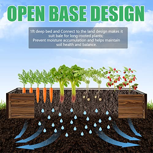 SnugNiture Galvanized Raised Garden Bed 8x4x1FT Outdoor Large Metal Planter Box Steel Kit for Vegetables, Flowers, Herbs, and Succulents
