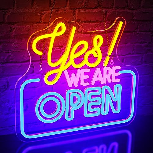 Hello Rosa Yes We Are Open Neon Sign, Open Neon Signs for Wall Decor USB Powered Open Signs for Business Wall, Open Led Sign for Coffee Bar Restaurant Salon Stores Decor Open Neon Light