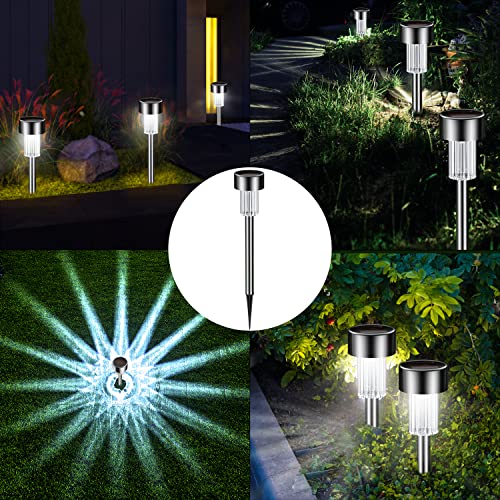 Solar Outdoor Lights 12 Pack, Solar Garden Lights Solar Powered Waterproof Landscape Path Lights Stainless Steel LED Outdoor Lights Solar for Walkway Yard Backyard Lawn Patio Driveway Decorative