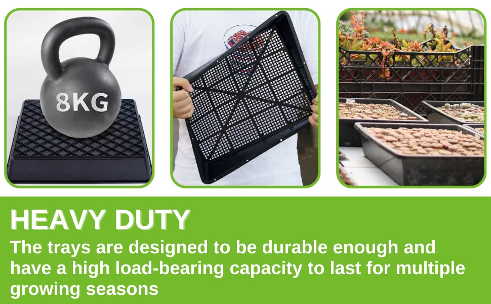 BeGrit Seed Starter Trays 5-Pack 15x12 inch Mesh Bottom Tray Plastic Plant Trays Garden Seedling Starter Kit for Plants,Microgreens,Soil Blocks,Wheatgrass,Hydroponic and Fodder Systems