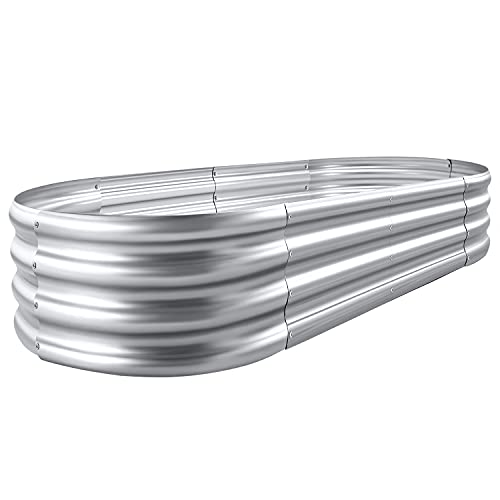 Land Guard Galvanized Raised Garden Bed Kit, Galvanized Planter Raised Garden Boxes Outdoor, Oval Large Metal Raised Garden Beds for Vegetables………
