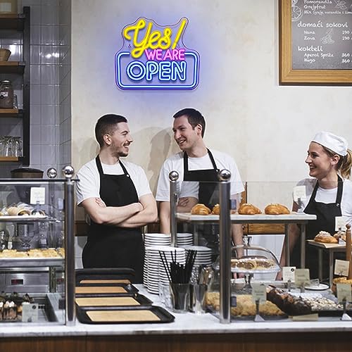Hello Rosa Yes We Are Open Neon Sign, Open Neon Signs for Wall Decor USB Powered Open Signs for Business Wall, Open Led Sign for Coffee Bar Restaurant Salon Stores Decor Open Neon Light