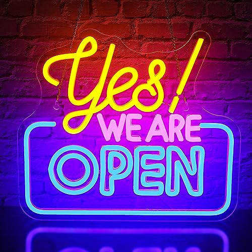 Hello Rosa Yes We Are Open Neon Sign, Open Neon Signs for Wall Decor USB Powered Open Signs for Business Wall, Open Led Sign for Coffee Bar Restaurant Salon Stores Decor Open Neon Light