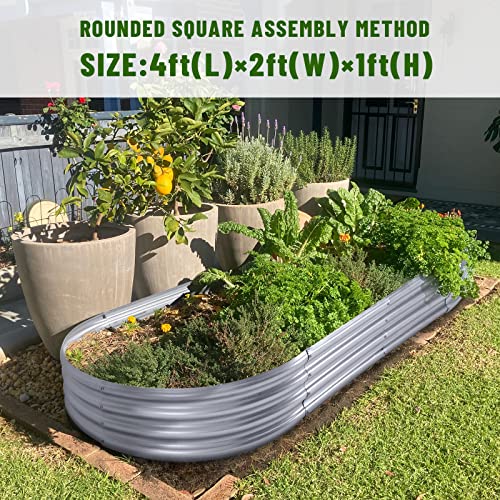 Land Guard Galvanized Raised Garden Bed Kit, Galvanized Planter Raised Garden Boxes Outdoor, Oval Large Metal Raised Garden Beds for Vegetables………