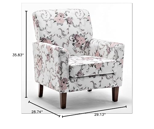 US Pride Modern Accent Armchair for Office and Living Room Decor with Birch Wood Frame and Microfiber Upholstery, Easily Assembled Arm Chair with Removable Cushions, 06 Printed Fabric