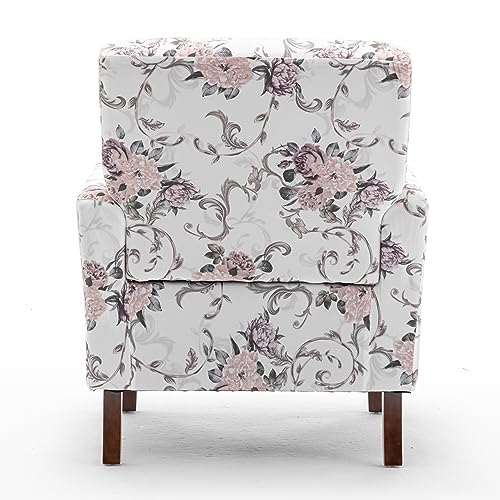 US Pride Modern Accent Armchair for Office and Living Room Decor with Birch Wood Frame and Microfiber Upholstery, Easily Assembled Arm Chair with Removable Cushions, 06 Printed Fabric