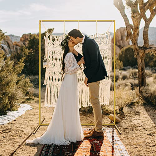 Metal Wedding Arches for Ceremony,Square Balloon Arch Frame Stand,6.6x6.6FT Wedding Arch for Birthday Garden Weddin Metal Arch Backdrop Stand (Gold)