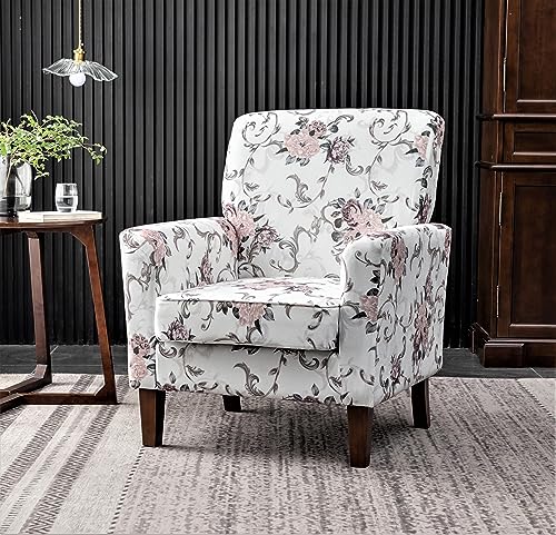 US Pride Modern Accent Armchair for Office and Living Room Decor with Birch Wood Frame and Microfiber Upholstery, Easily Assembled Arm Chair with Removable Cushions, 06 Printed Fabric