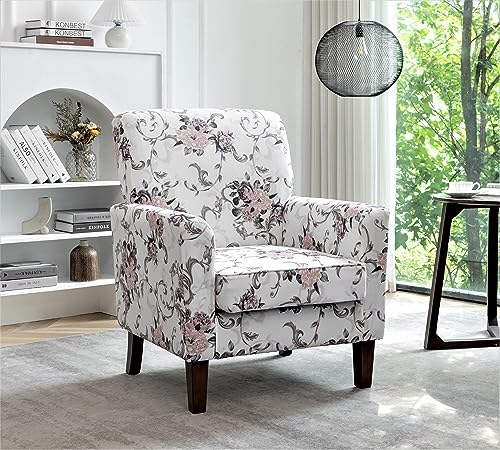 US Pride Modern Accent Armchair for Office and Living Room Decor with Birch Wood Frame and Microfiber Upholstery, Easily Assembled Arm Chair with Removable Cushions, 06 Printed Fabric