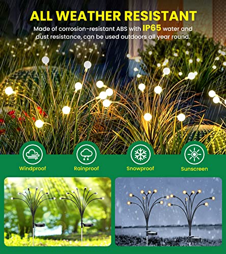 URAGO Super Bright Solar Powered Firefly Lights, High Flexibility Starburst Swaying Lights, Vibrant Solar Garden Lights Outdoor Waterproof, 8 LED Landscape Lighting Decorative for Pathway Patio Yard