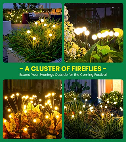 URAGO Super Bright Solar Powered Firefly Lights, High Flexibility Starburst Swaying Lights, Vibrant Solar Garden Lights Outdoor Waterproof, 8 LED Landscape Lighting Decorative for Pathway Patio Yard