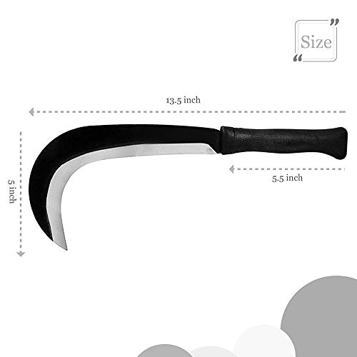 Billhook Sickle Machete Knife Brush Clearing Sickle Machete with Carbon Steel Blade Sickle Knife Billhook Machete Sickle for Grass, Harvest, Weeding Sickle Machete Billhook (2)