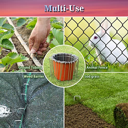 Gtongoko 6 Inch Galvanized Landscape Staples 100 Pack 11 Gauge Anti-Rust Ground Sod Pins Yard Stakes for Weed Barrier Fabric