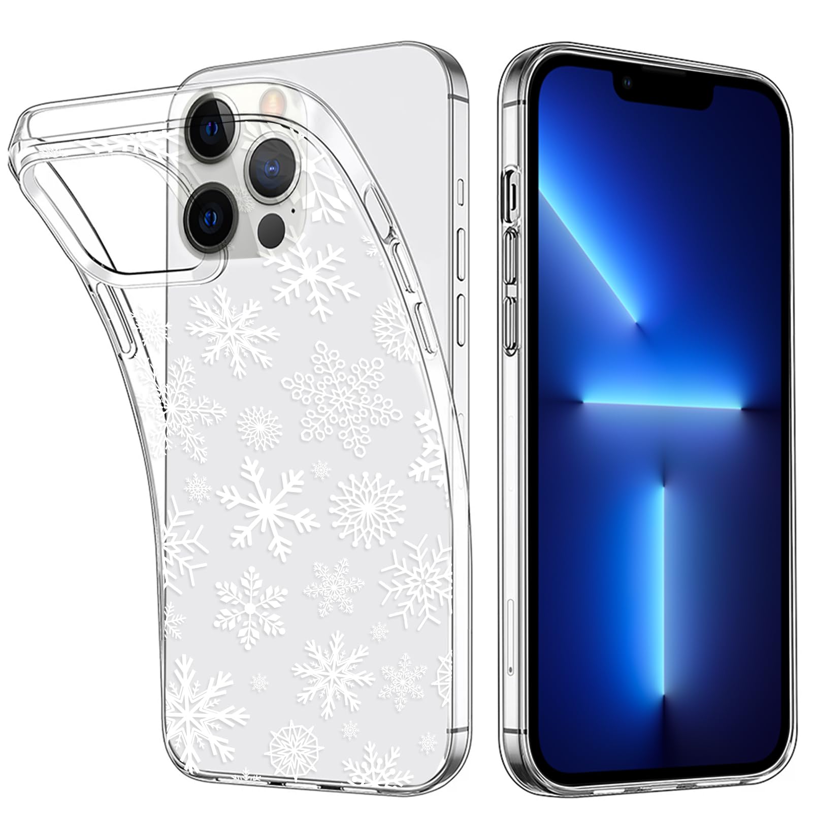 Mavis's Diary 3Pcs Phone Case Compatible iPhone 15 Pro Case Cover Clear Soft Silicone Transparent Slim Fit Protective Skin Bumper Ultrathin Protector Women Girls Xmas Gift Winter Cute Pattern