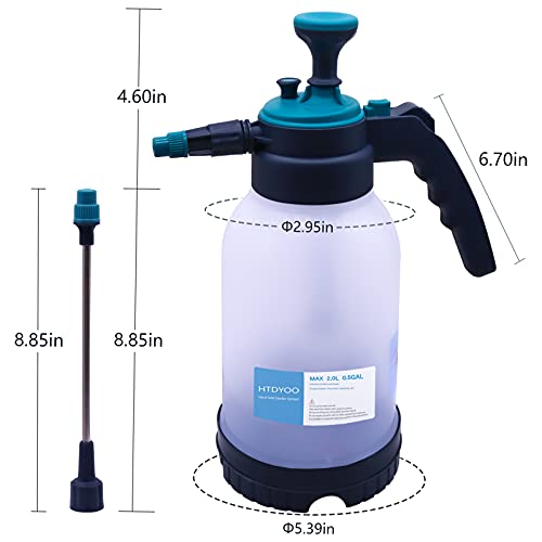 0.5 Gallon Hand Pump Sprayer, Hand Held Garden Sprayer, Water Spray Unit with Adjustable Nozzle and Extra Extended Spray