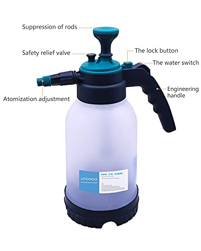 0.5 Gallon Hand Pump Sprayer, Hand Held Garden Sprayer, Water Spray Unit with Adjustable Nozzle and Extra Extended Spray