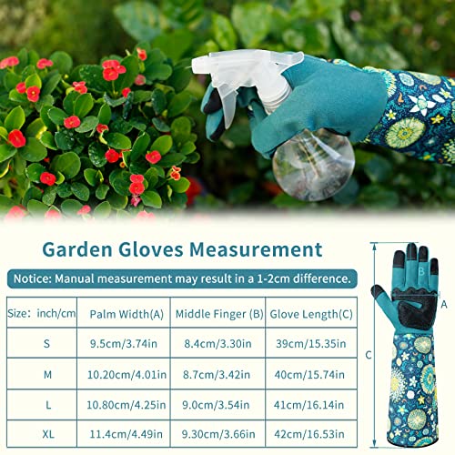 HODUP Gardening Gloves for Women,Long Floral Print Garden Rose Cactus Pruning Thorn-Proof Breathable Work Gloves with Touch Screen (Medium, Dandelions)