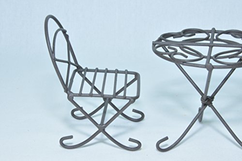 G & F Products MiniGardenn 10021 Fairy Garden Miniature Mini Dollhouse Bistro Set, Rustic