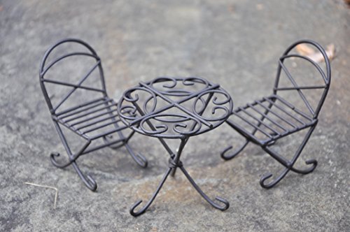 G & F Products MiniGardenn 10021 Fairy Garden Miniature Mini Dollhouse Bistro Set, Rustic