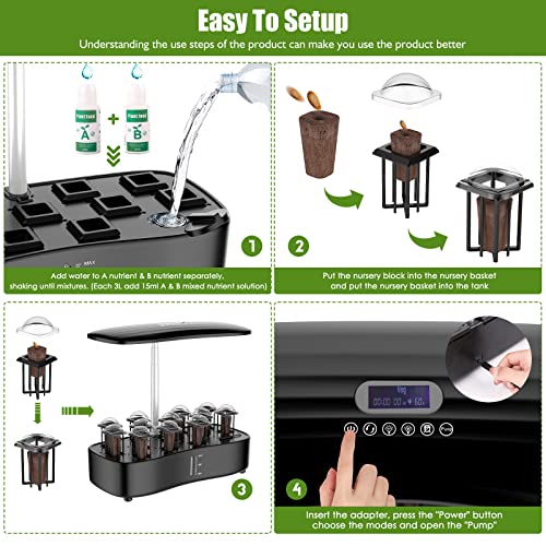 Hydroponics Growing System with 12 Pods,Large Herb Garden Kit Indoor with Grow Lights,Indoor Herb Garden with Quiet Water Pump,Automatic Timer,Height Adjustable Up to 20",Indoor Garden Gift Home Decor