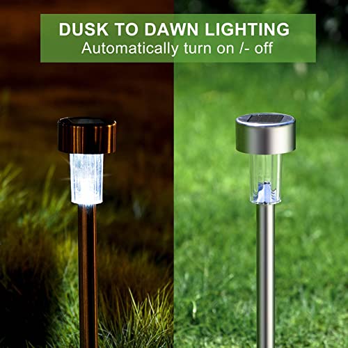 Dream Master Solar Lights Outdoor, Stainless Steel LED Landscape Lighting Solar Powered Outdoor Lights Solar Garden Lights for Pathway, Walkway, Patio, Yard, Lawn - 12 Pack