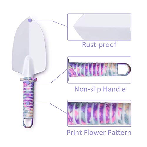 Garden Tool Set, Potable Durable Gardening Planting Tools Gift Kit with Non-Slip Rubber Grip, Including Anti-Rust Trowel, Cultivator, Pruning Shear, Water Sprayer and Case, Great Gift(5 Piece)