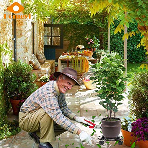 Plant Caddy with Wheels Heavy Duty, Metal Iron Large Potted Plant Stand Holder, Move Around Indoor Outdoor Garden Patio Flower Pot,Planter Adjustable Rolling Dolly Casters with Locking 13 Inch 2 Pack