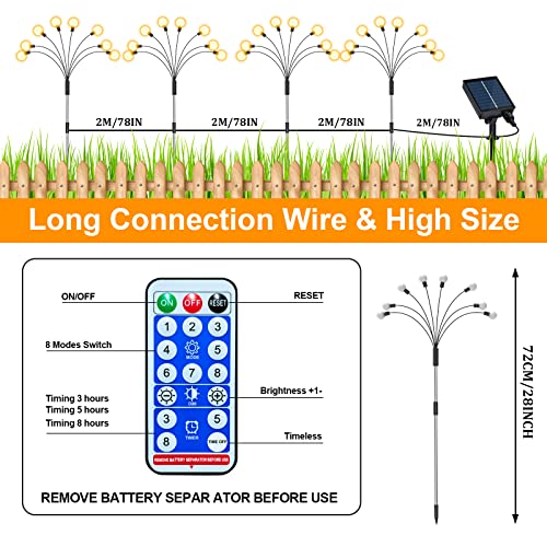 Solar Powered Firefly Lights, 4 Pack 8LED Starburst Swaying Solar Garden Lights, Sway by Wind, Waterproof with Remote 8 Lighting Modes Solar Outdoor Lights Decorative for Pathway Yard Patio Landscapeā¦