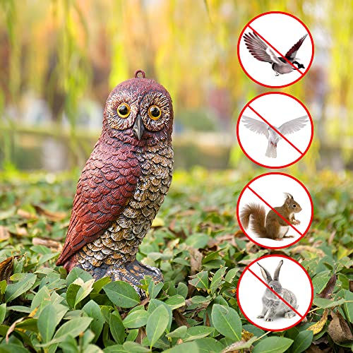 TaiBest 3 Pack Fake Horned Owl Statue for Outdoor Use,Plastic Owl with Reflective Tape for Outdoor Garden Yard Decoration